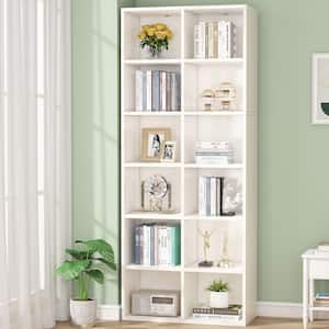 VECELO Bookcase Rotating Bookshelf, 50.39 in. Tall White Wood 4-Tier ...