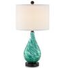 Cinkeda Gawronski 24 in. Emerald-Green Clear Glass Touch Control Table Lamp with 2 USB Sports TD ...