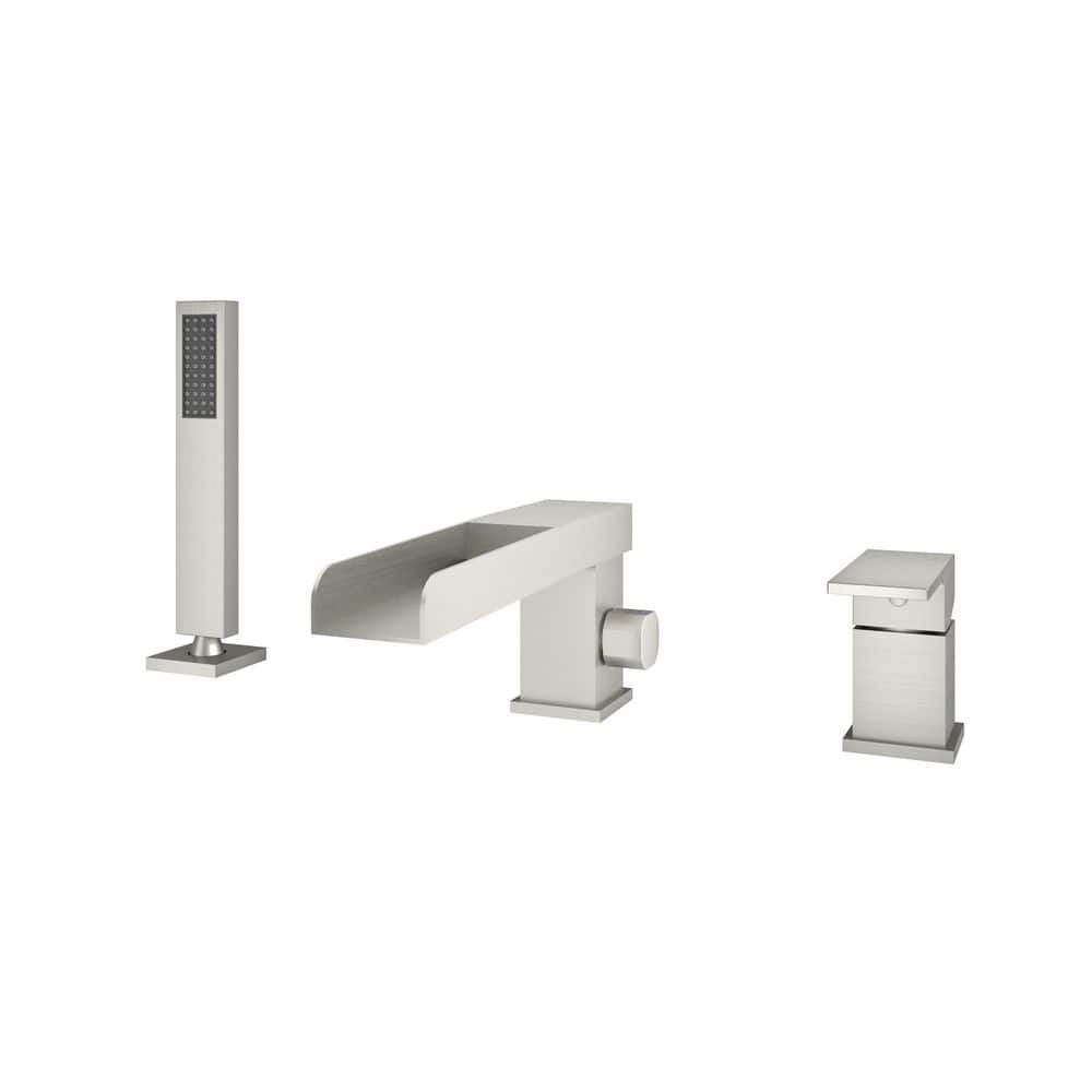 CASAINC 2-Handle 2-Spray Tub Deck Mount Roman Waterfall Tub Faucet with ...