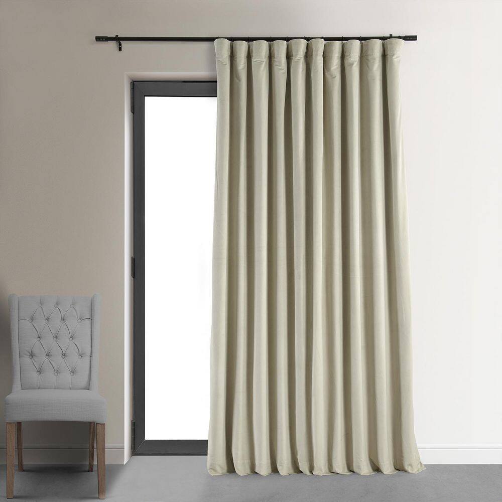 Exclusive Fabrics & Furnishings Cool Beige Extra Wide Velvet Rod Pocket ...