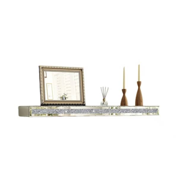 48 in. W x 8 in. D Silver Floating Fireplace Mantel Mirrored Decorative ...