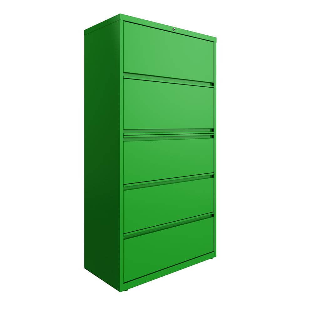 Hirsh 36 in. W Screaming' Green 5-Drawer Metal Lateral File Cabinet for ...