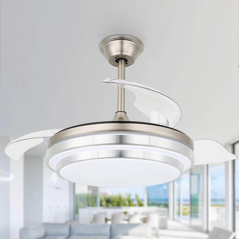 Oaks Aura Oaksville 42in. LED Indoor Chrome 6-Speed Retractable Ceiling ... Oaks Aura Oaksville 42in. LED Indoor Chrome 6-Speed Retractable Ceiling ...