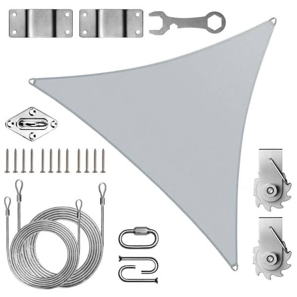 COLOURTREE Pro Ring Triangle 32 ft. x 32 ft. x 32 ft. Grey Sun Shade ...