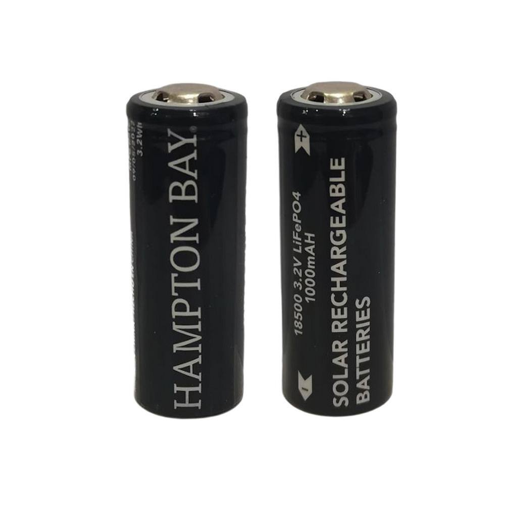Hampton Bay Lithium Phosphate 1000 mAh Solar Rechargeable 18500 ...