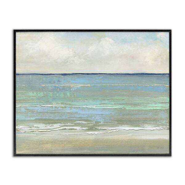 Stupell Industries Horizontal Beach Brush Strokes by Sally Swatland Black Framed Coastal Giclee ...