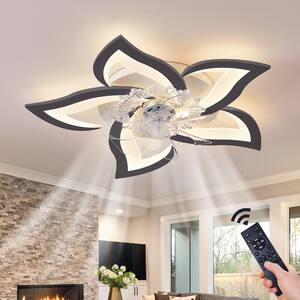 OLUZO 27In.Indoor Dimmable Flower Shape Ceiling Light Fan with Lights ...