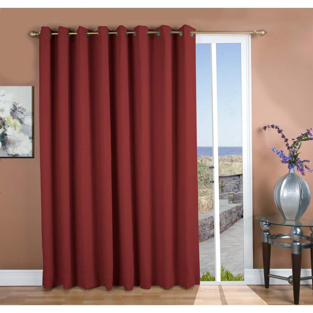 RICARDO Garnet Polyester Solid 112 in. W x 84 in. L Grommet Blackout ...