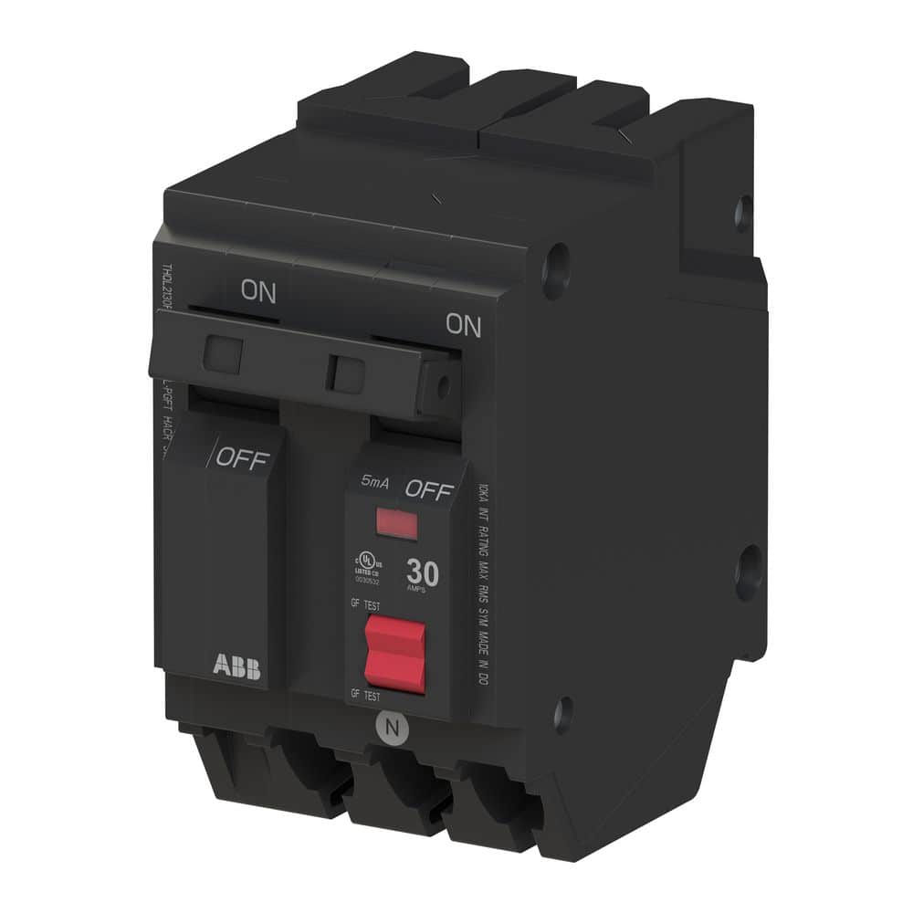 ABB 30 Amp Double Pole Ground Fault Plug-On Neutral Circuit Breaker ...