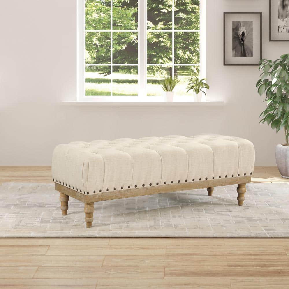 OSP Home Furnishings Abigail Linen 50 in. Bedroom Bench Bckless with ...
