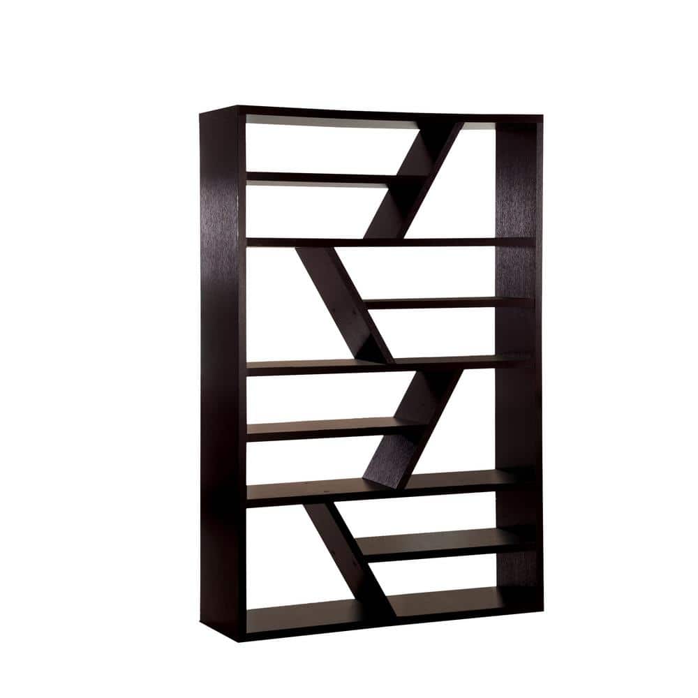 Furniture of America Zander 70.75 in. Espresso Wood 12-Shelf Accent ...