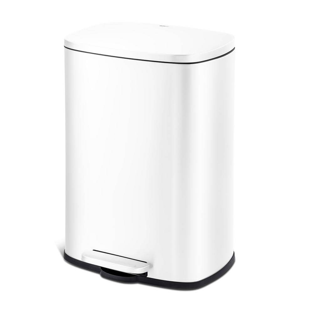 13.2 Gal. Stainless Steel Step-On Trash Can Rectangle, White TG55204 ...