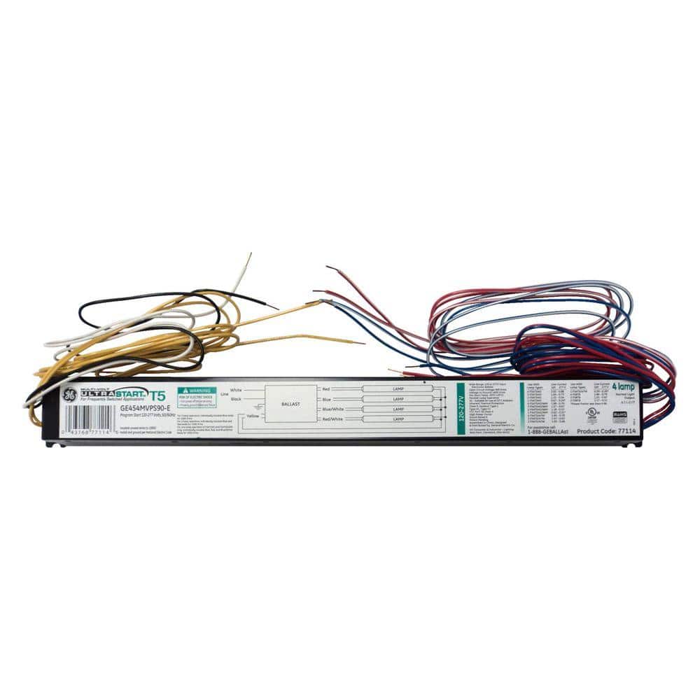 GE 120 to 277-Volt Electronic Ballast for 54-Watt 4 to 1-Lamp T5 High ...