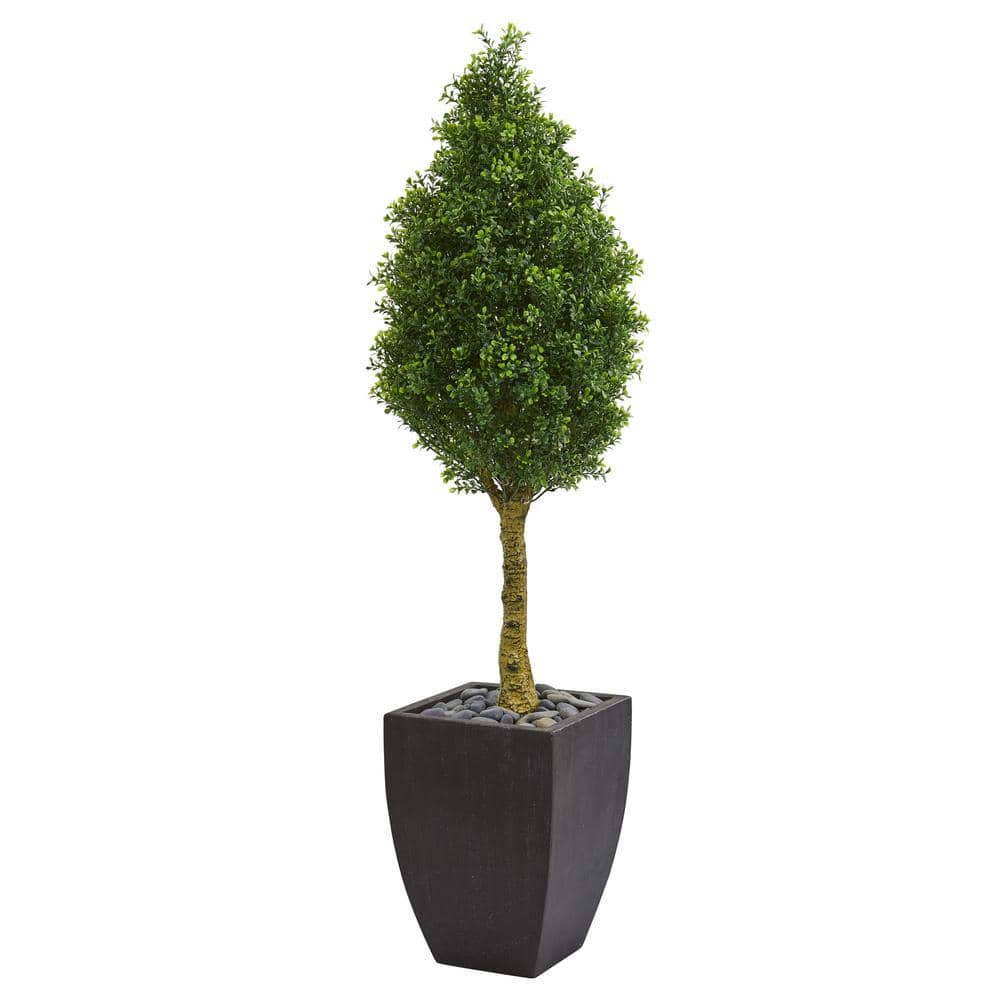 Nearly Natural 5 ft. High Indoor/Outdoor Boxwood Cone Artificial Tree ...