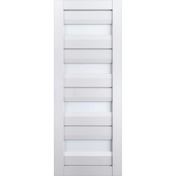 Sartodoors 42 in. x 84 in. Solid Wood Frosted Glass White Interior Door ...