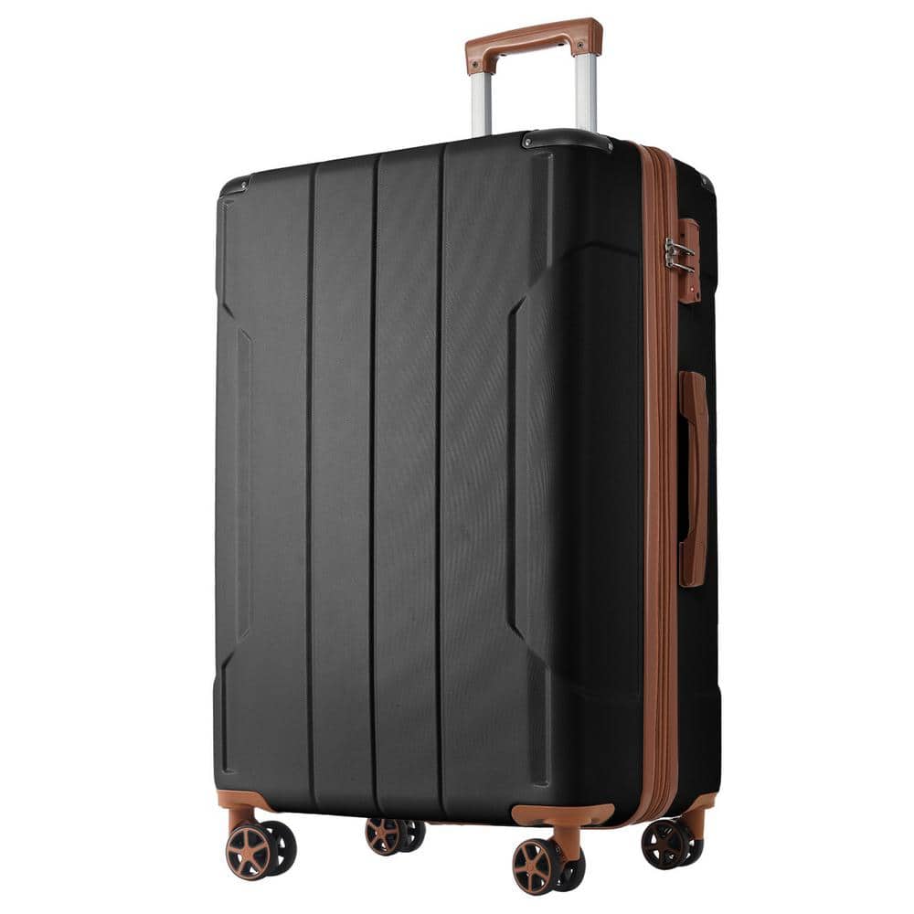Polibi 21.5. Black Brown Hardshell Luggage Spinner Suitcase with TSA ...