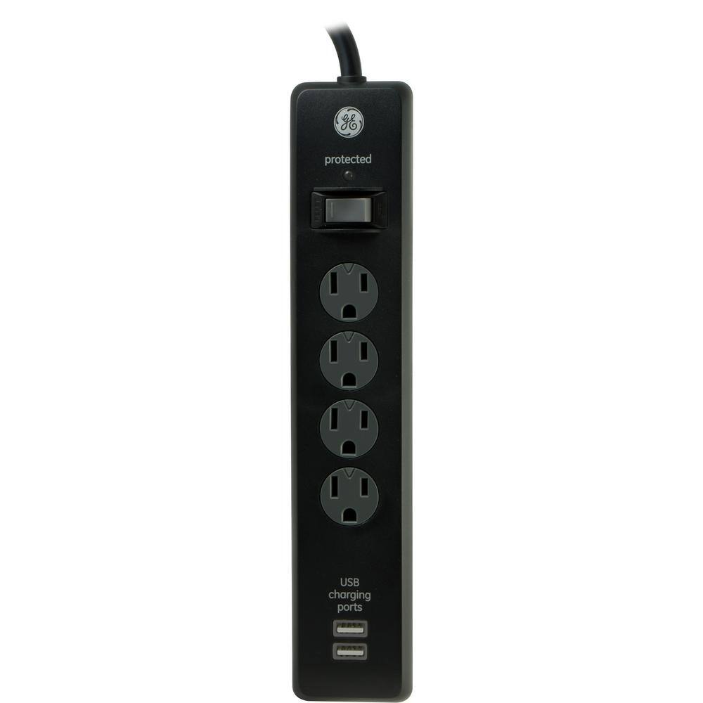 GE 4 Outlet, 2 USB Ports, 1.0A Surge Protector, 3 ft. Cord 33654 - The ...