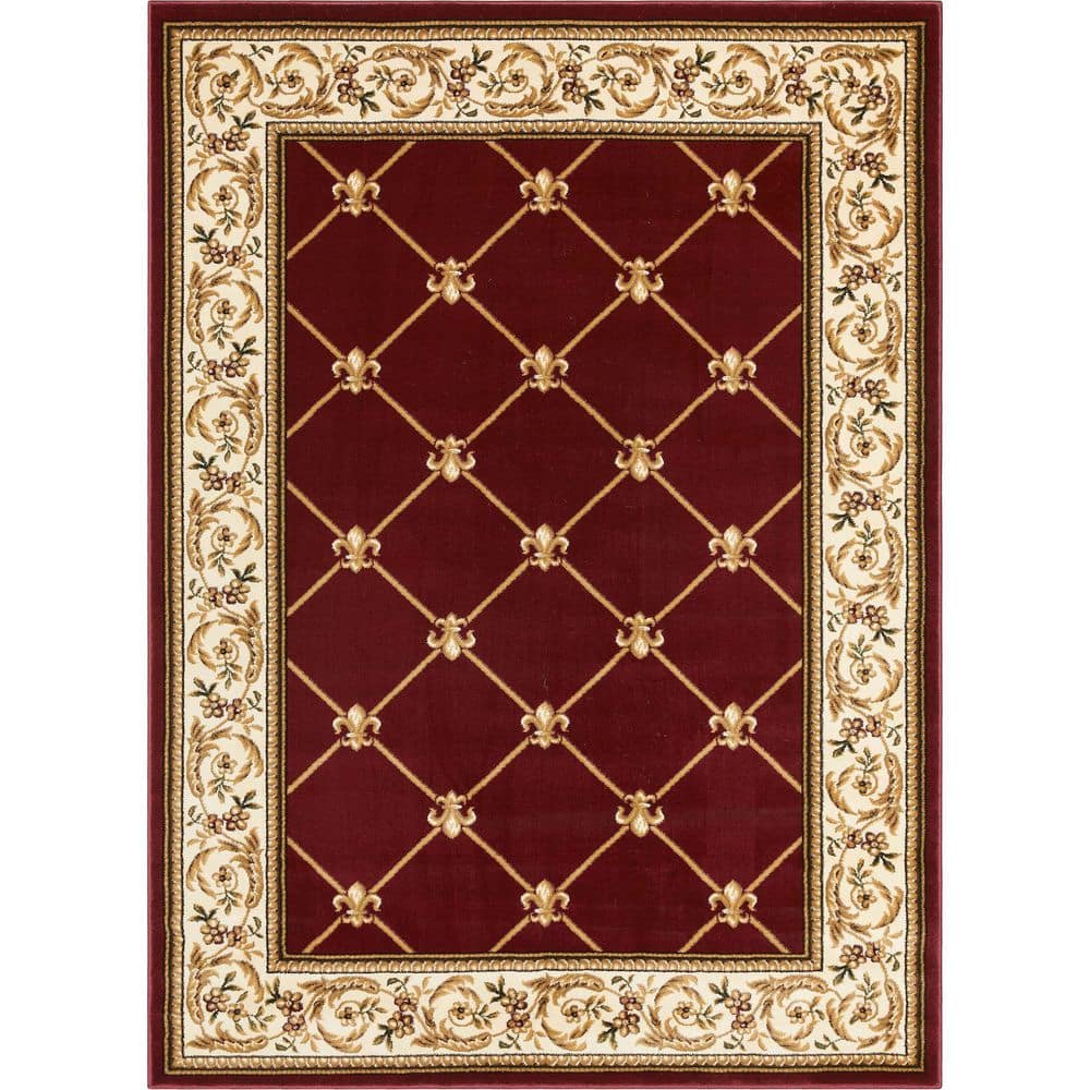 Well Woven Timeless Fleur De Lis Red 5 ft. x 7 ft. Formal Area Rug ...