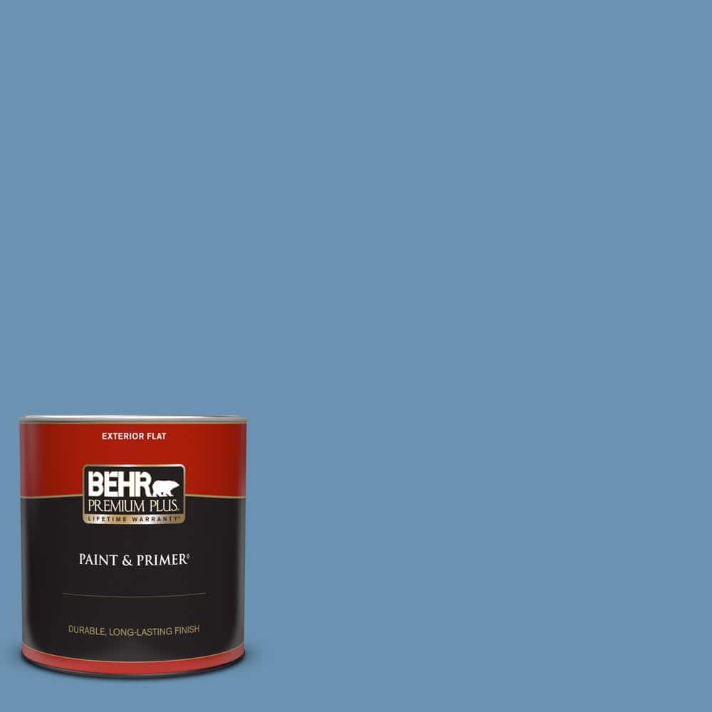 BEHR PREMIUM PLUS 1 qt. #M510-4 Brittany Blue Flat Exterior Paint ...