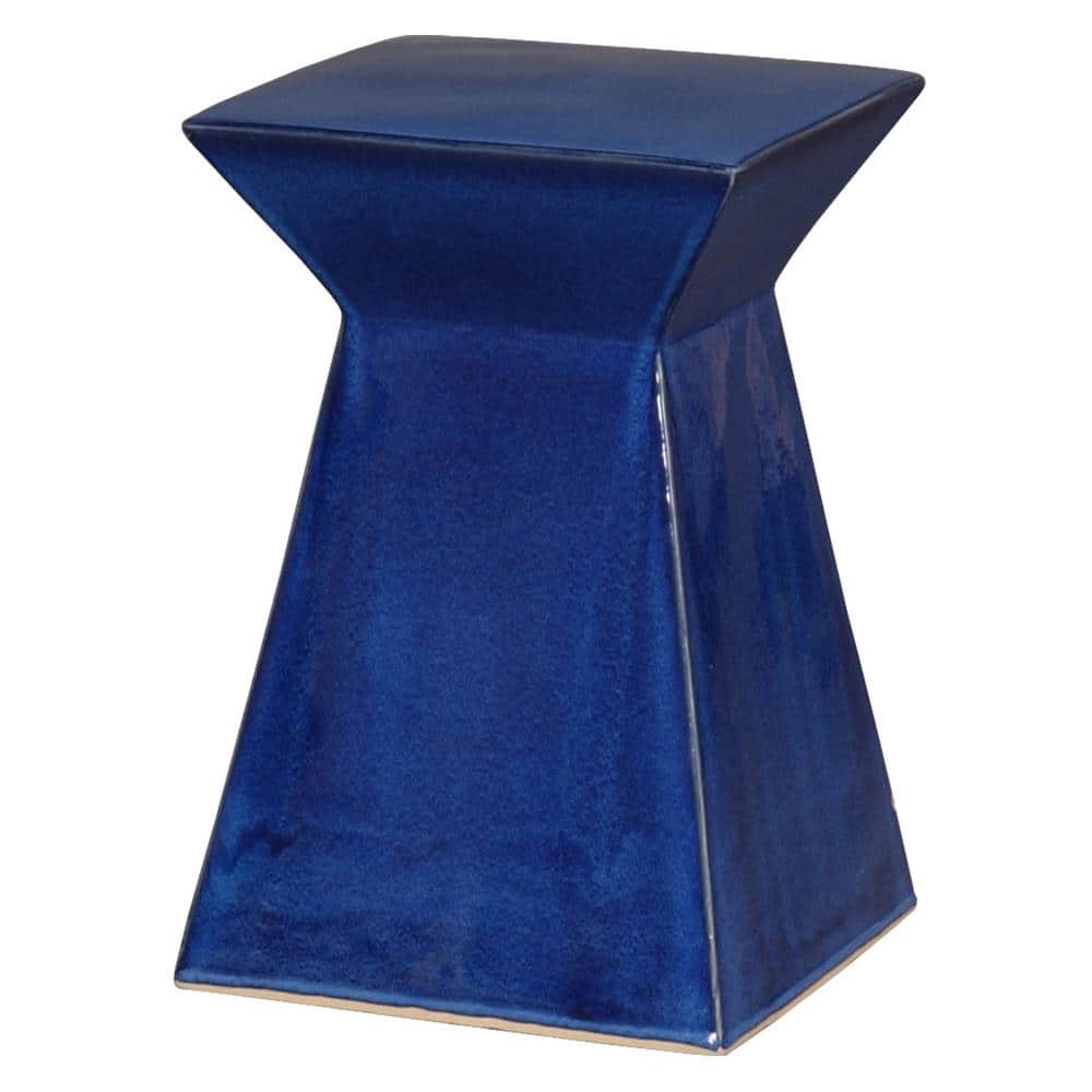 Emissary Upright 18 in. H Blue Square Ceramic Garden Stool 12993BL ...
