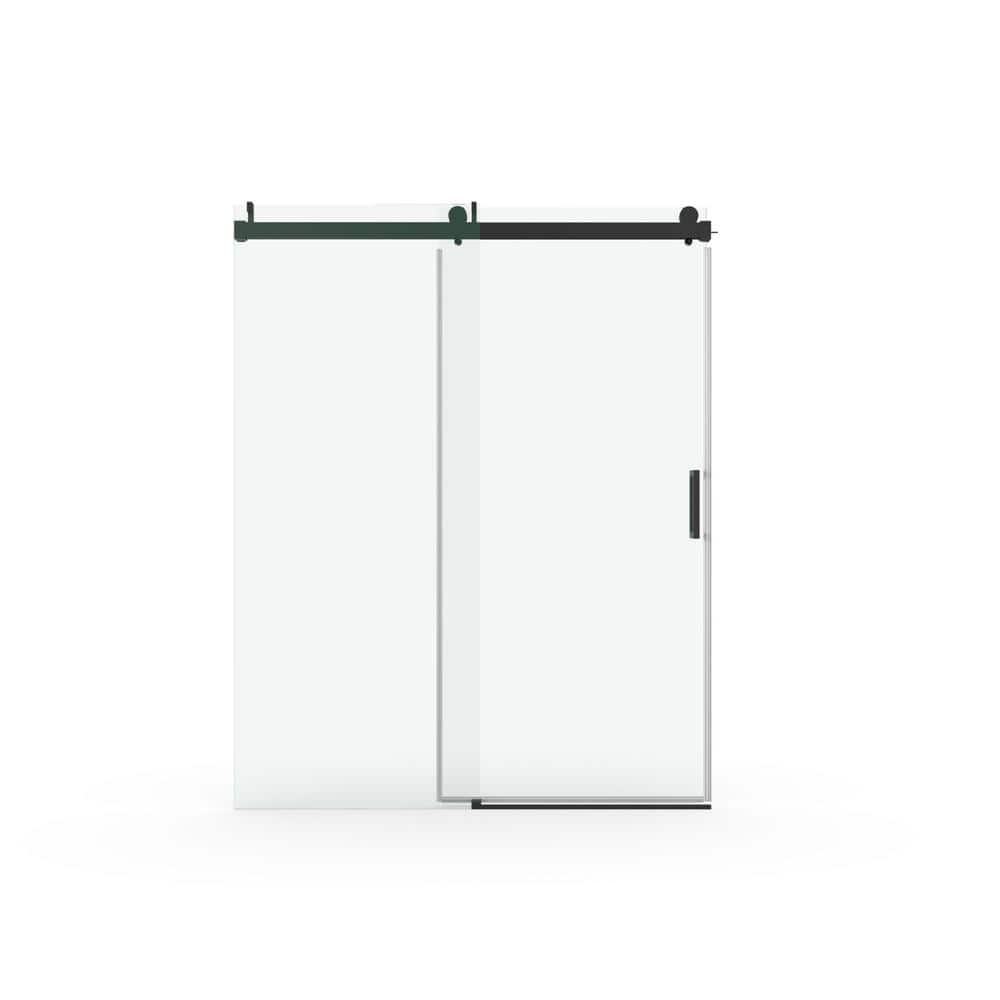 TCYO 60 in. W x 76 in. H Sliding Frameless Shower Door in Matte Black ...