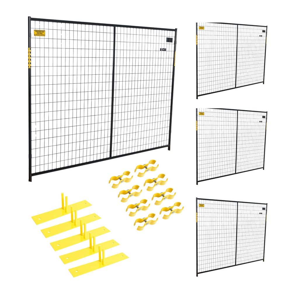 Perimeter Patrol 6 ft. x 29 ft. 4-Panel Black Powder-Coated Welded Wire ...