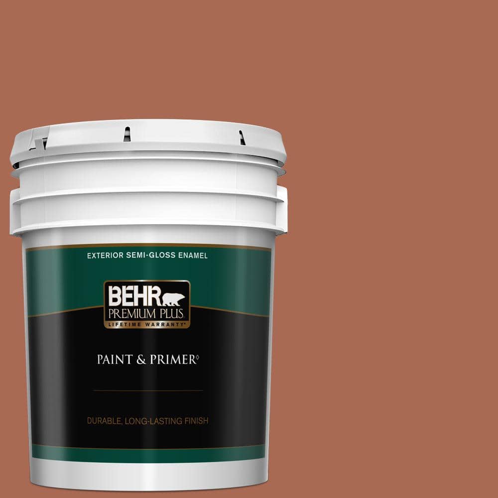 BEHR PREMIUM PLUS 5 gal. #220D-7 Mojave Sunset Semi-Gloss Enamel ...