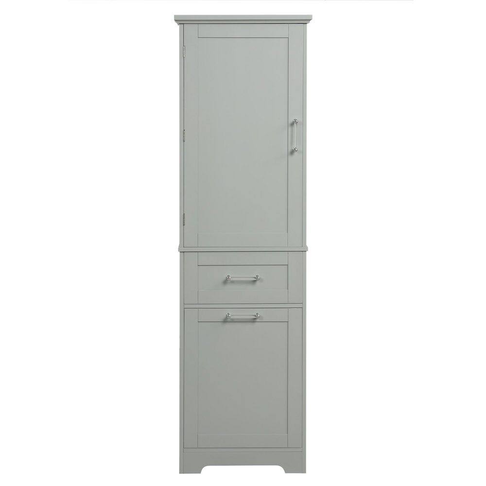 20 in. W x 13 in. D x 68 in. H Gray Linen Cabinet Bathroom Storage ...