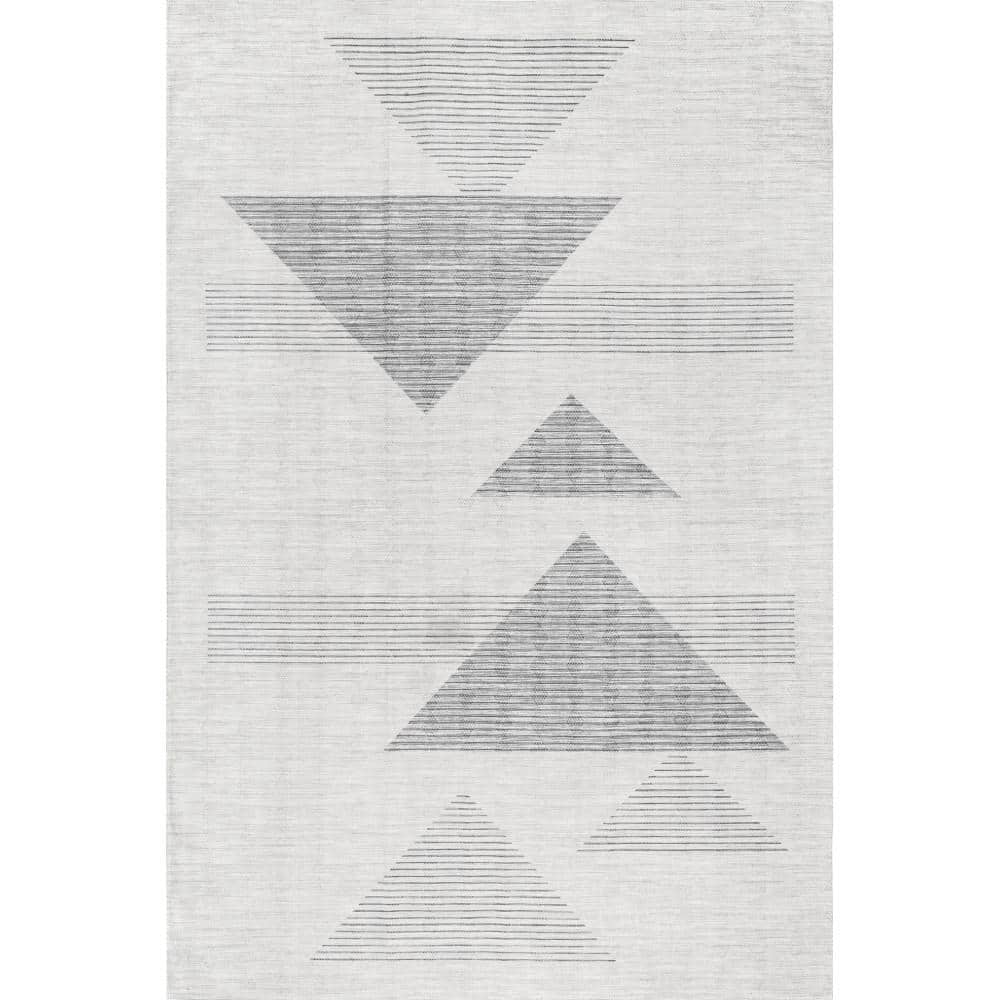 nuLOOM Kerrie Modern Triangles Machine Washable Beige 4 ft. x 6 ft ...