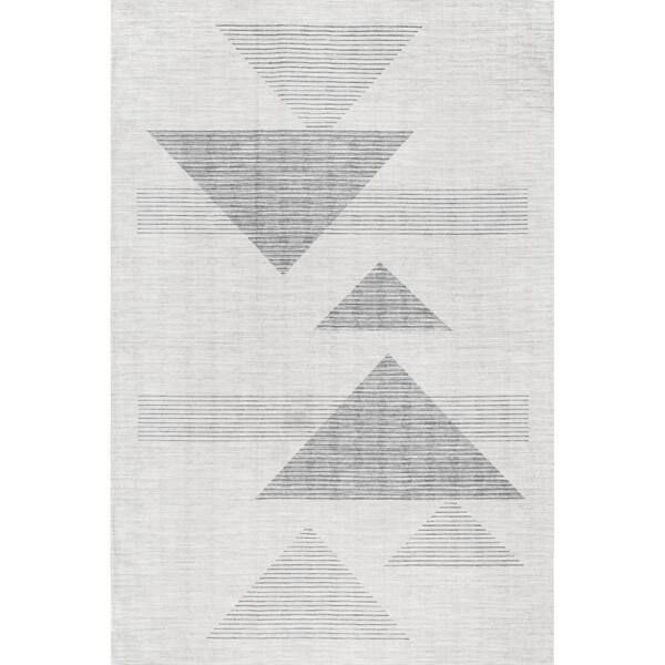 nuLOOM Kerrie Modern Triangles Machine Washable Beige 4 ft. x 6 ft ...