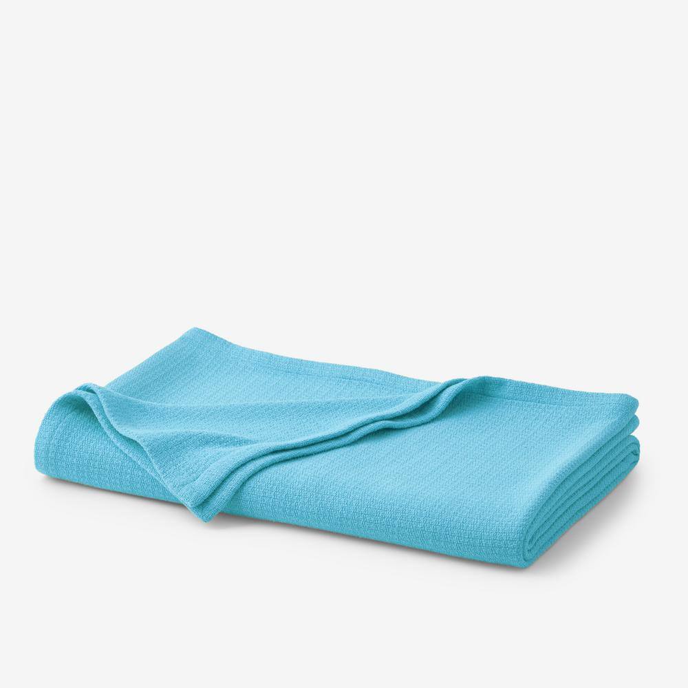 The Company Store Cotton Weave Turquoise Cotton Twin Blanket KO33-T ...