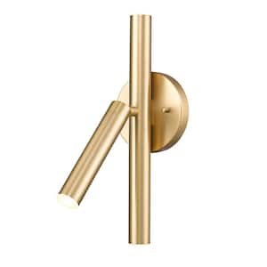 KUZCO Cedar 11 in. 1 Light 15-Watt Brushed Gold/Clear Integrated LED Wall Sconce WS52511-BG/CL ...