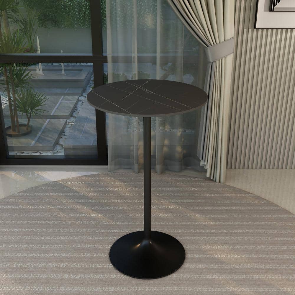 Leisuremod Round 27 in. Bar Height Dining Table with Sintered Stone Top ...