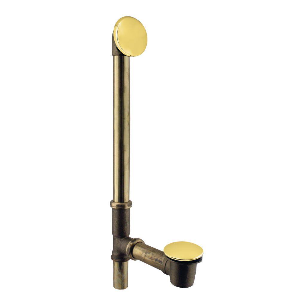 Westbrass 22 in. Brass Bath Waste Drain Kit in Polished Brass D326H-01 ...