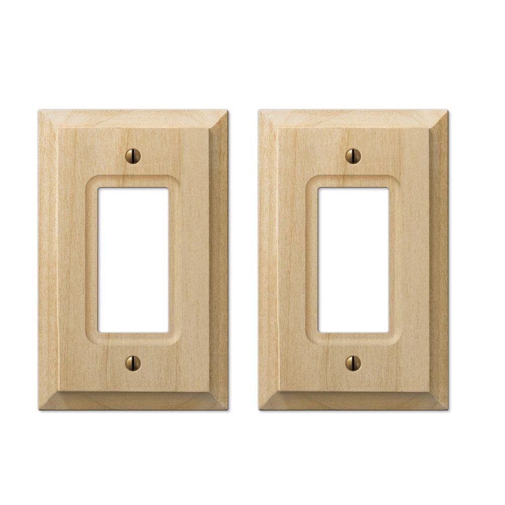 Hampton Bay Cabin 1 Gang Rocker Wood Wall Plate - Unfinished (2-Pack ...