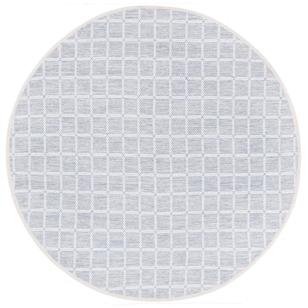 SAFAVIEH Montauk 6 ft. x 6 ft. Gray/Ivory Tile Lattice Round Area Rug ...