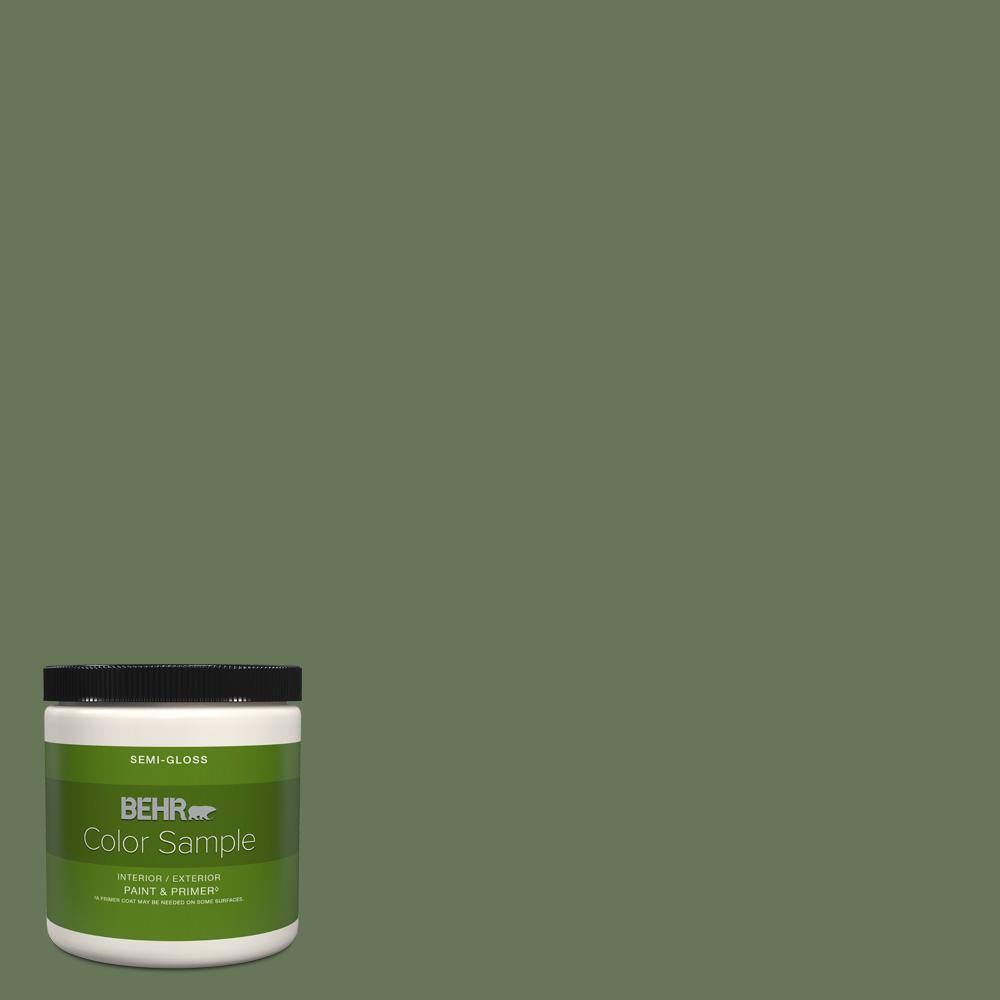 BEHR PREMIUM PLUS 8 oz. #PPU10-01 Scallion Semi-Gloss Interior/Exterior ...