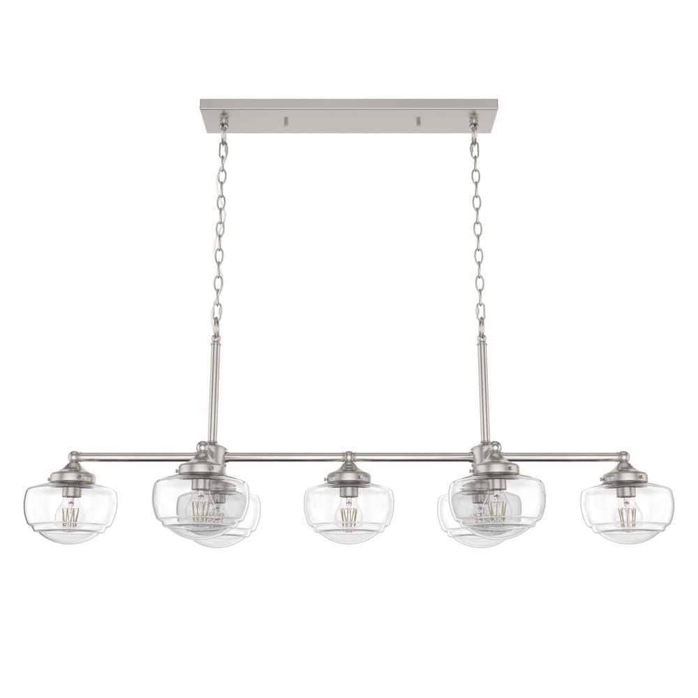 Hunter Saddle Creek 7-Light Brushed Nickel Schoolhouse Chandelier with ...