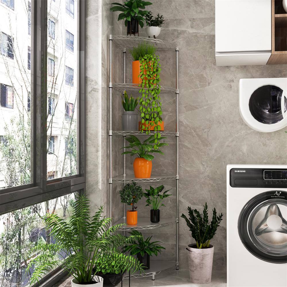 FUNKOL 18in.L*18in.W*72in.H Adjustable Chrome Right-Angle Scalloped ...