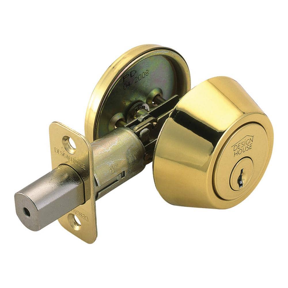 Design House Single Cylinder Polished Brass Deadbolt 782763 - The Home ...
