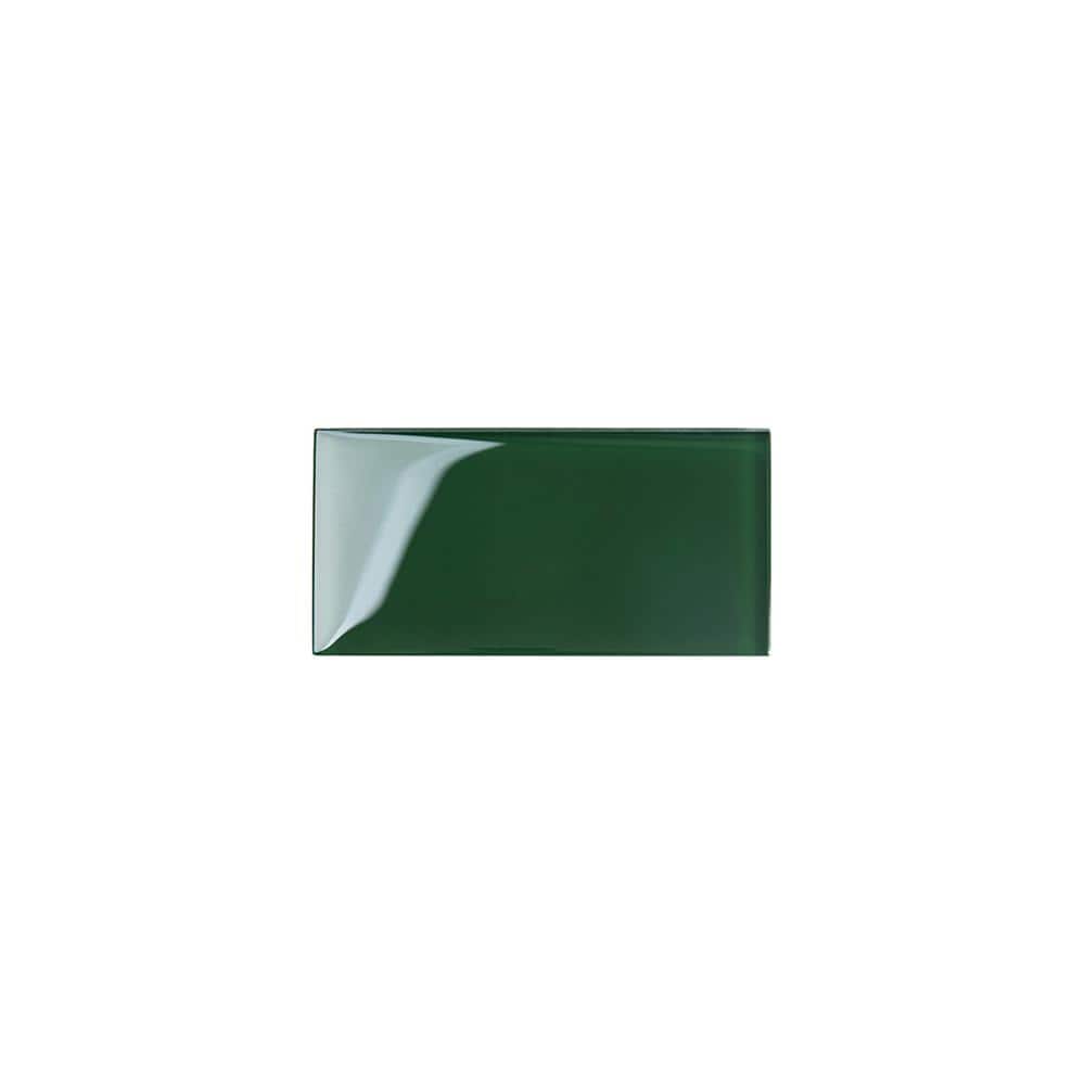 Giorbello Evergreen Glass Subway 3 in. x 6 in. x 8mm Tile Sample G5935 ...