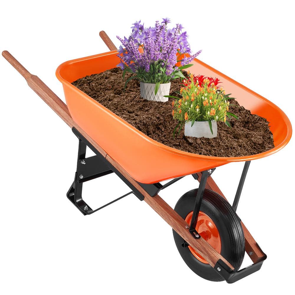 VEVOR Wheelbarrow Cart, 6 cu. ft. Load and 330 lbs. Capacity, 1-Wheel ...