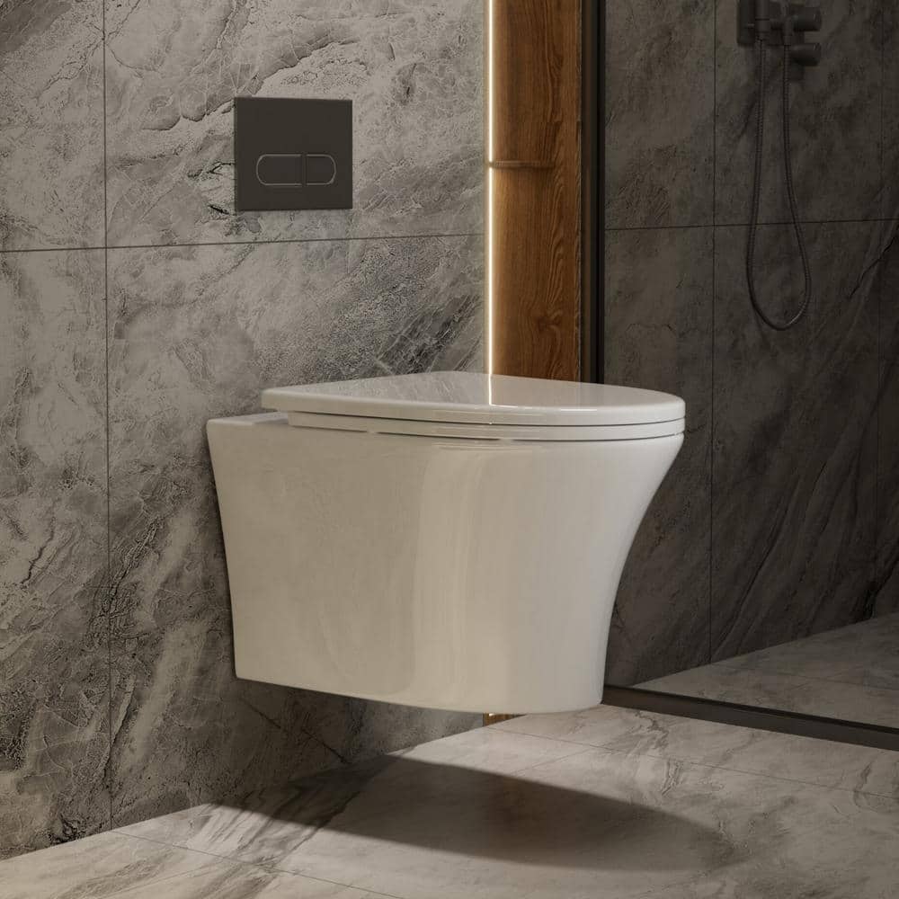 Los Flexi Elongated Modern Wall-Hung Toilet Bowl with Soft-Close Seat ...