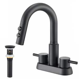GAGALIFE 4 in. Centerset Double Handle Pull Down Bathroom Sink Faucet ...
