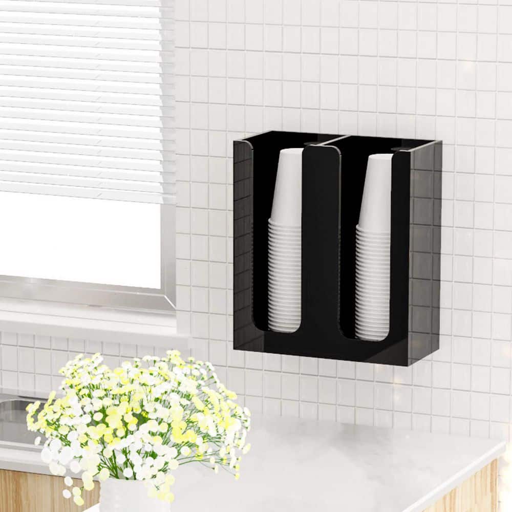 Wudkey Acrylic 2-Compartment Cup and Lid Organizer in Black AE8M61_7 ...