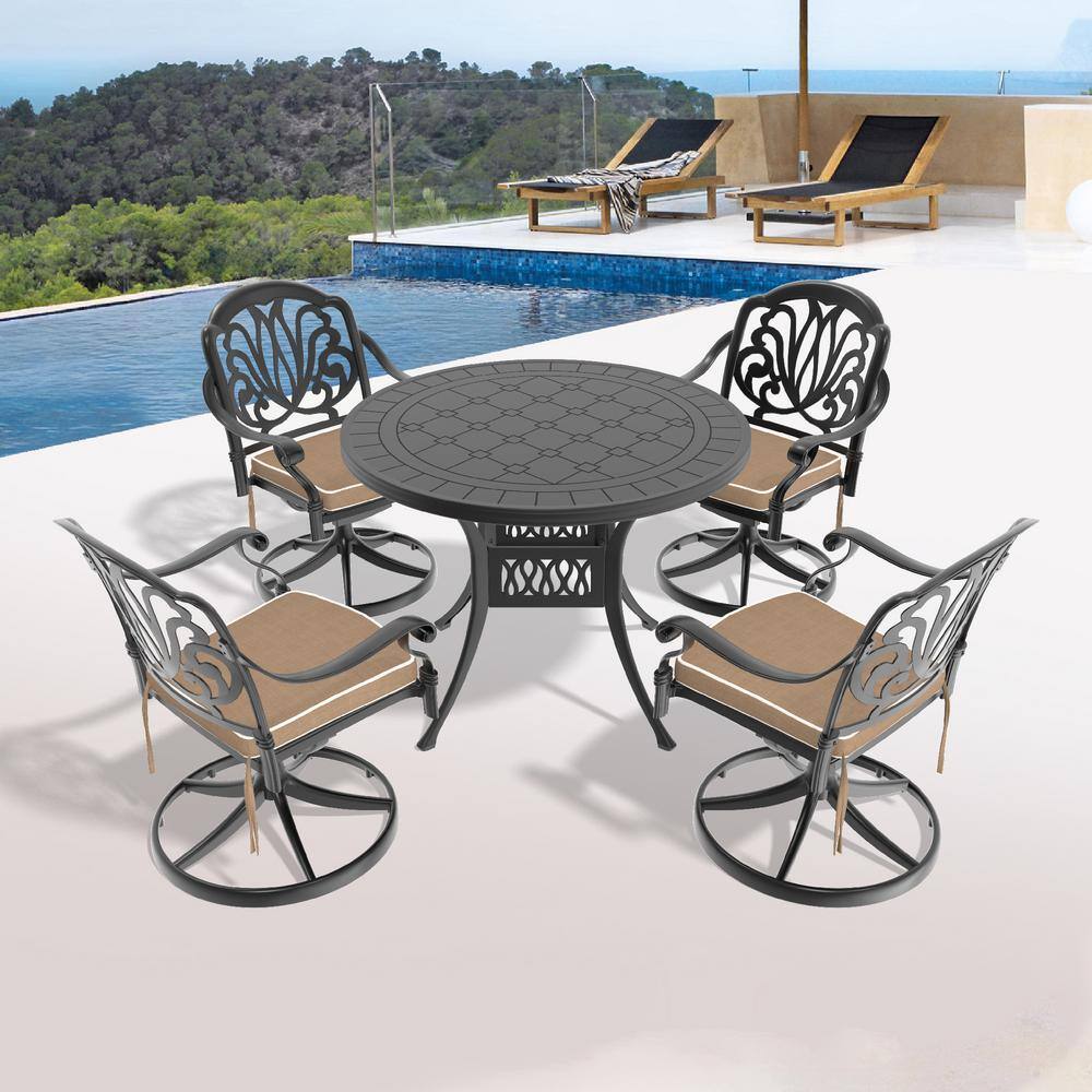 Willit Elizabeth 5-Piece Cast Aluminum Patio Outdoor Dining Set with ...