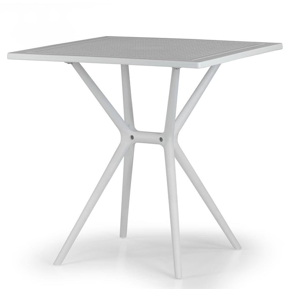 Glamour Home Basma White Plastic 27.5 in. Square 4-Leg Dining Table 4 ...