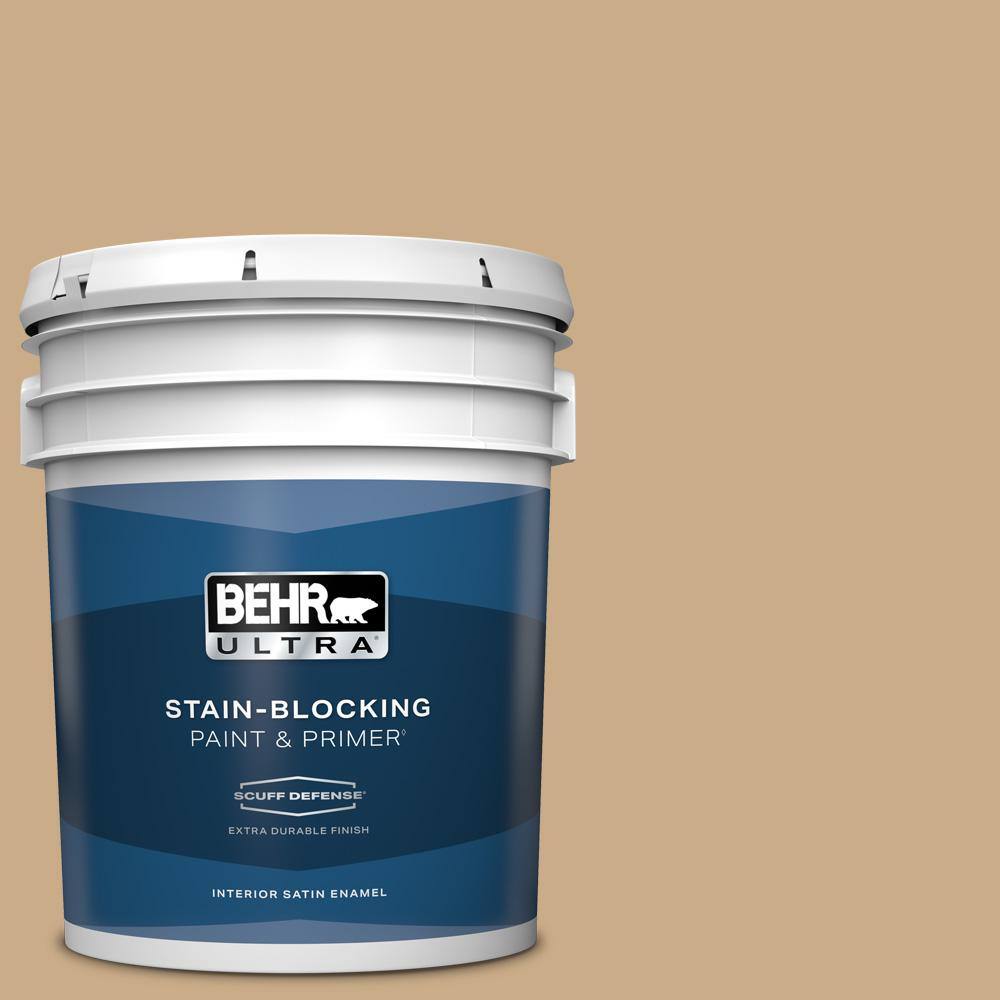 BEHR ULTRA 5 gal. #N280-4 Perfect Tan Extra Durable Satin Enamel ...