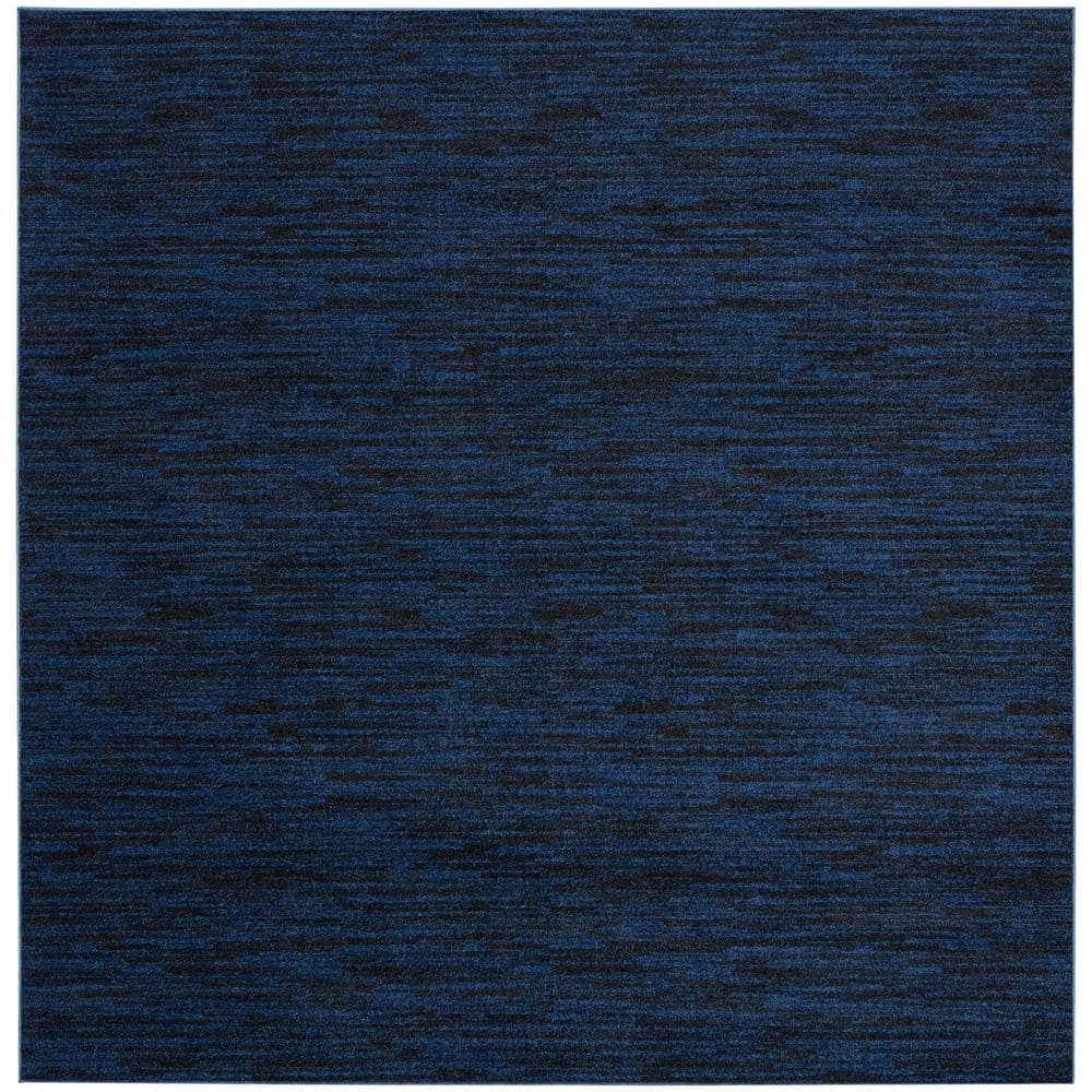 Nourison Essentials 5 ft. x 5 ft. Midnight Blue Square Solid Indoor ...