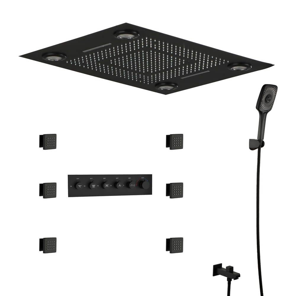 Boyel Living 3-Spray Thermostatic Dual Shower Head Ceiling Mount Fixed ...